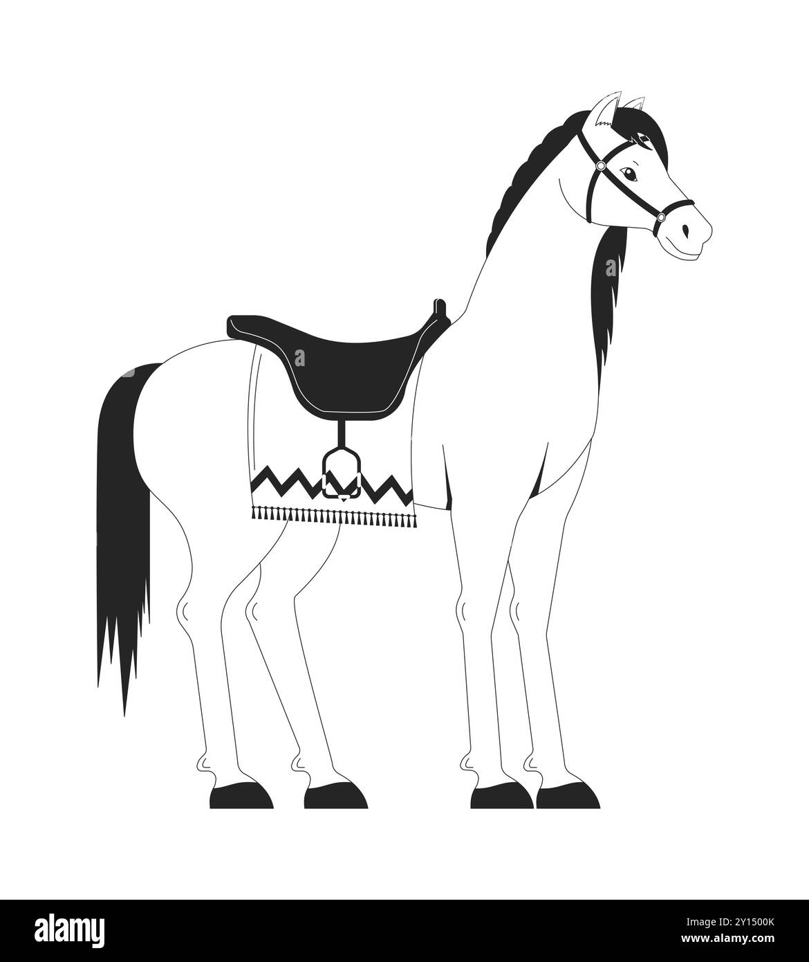 Saddled purebred horse 2D cartoon character Stock Vector Image & Art ...