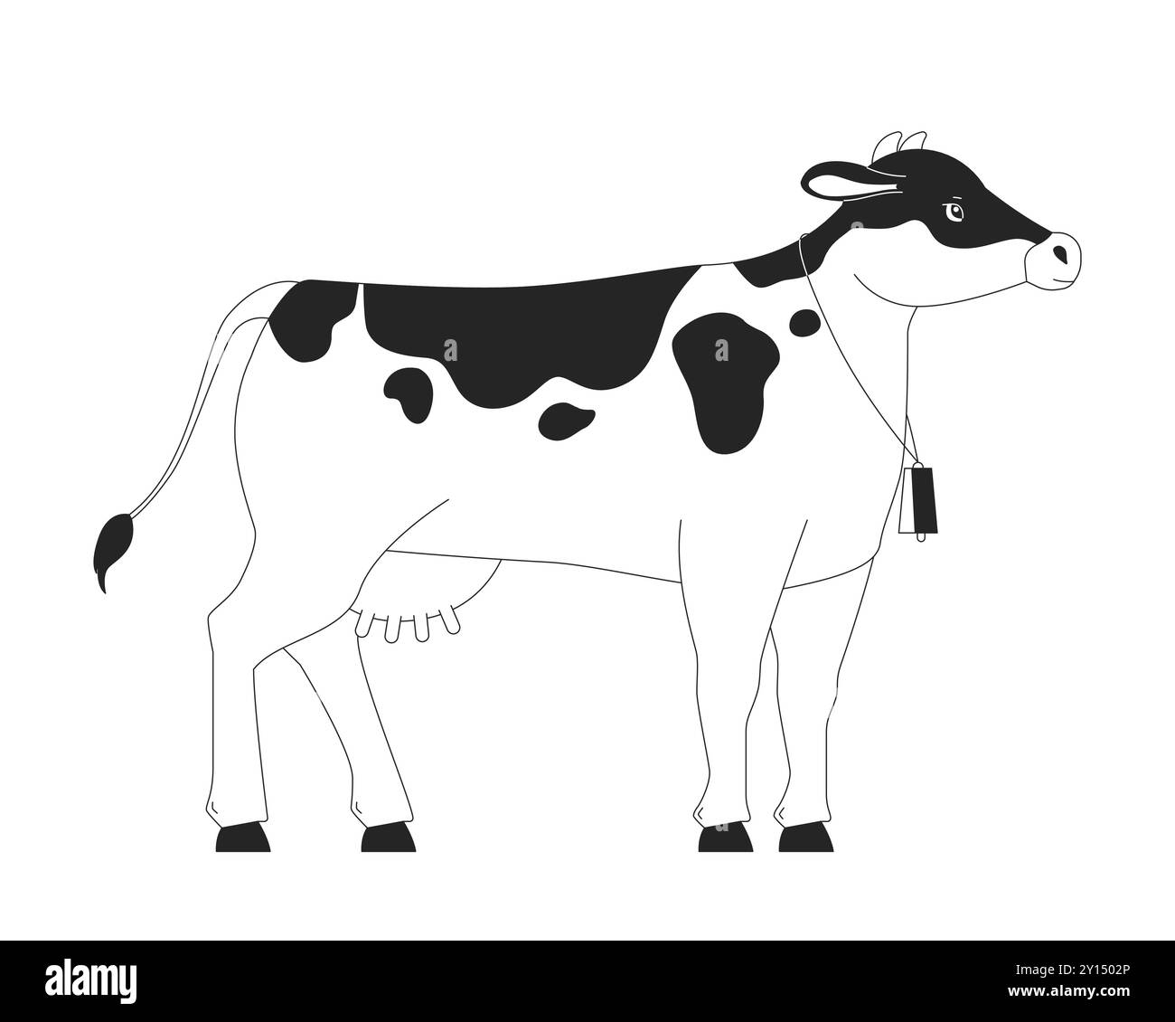 Farm cow with bell 2D cartoon character Stock Vector Image & Art - Alamy