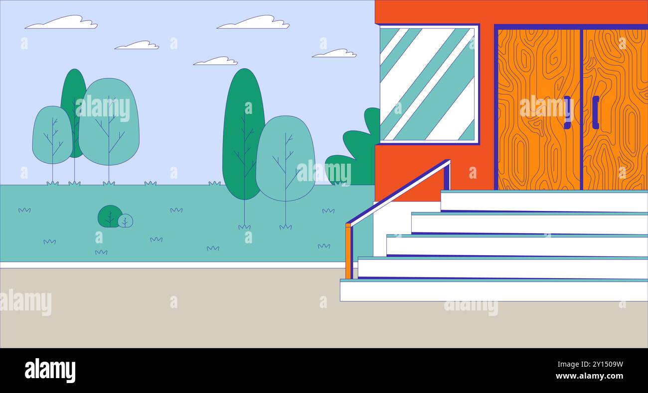 Stairs building exterior cartoon flat illustration Stock Vector Image ...