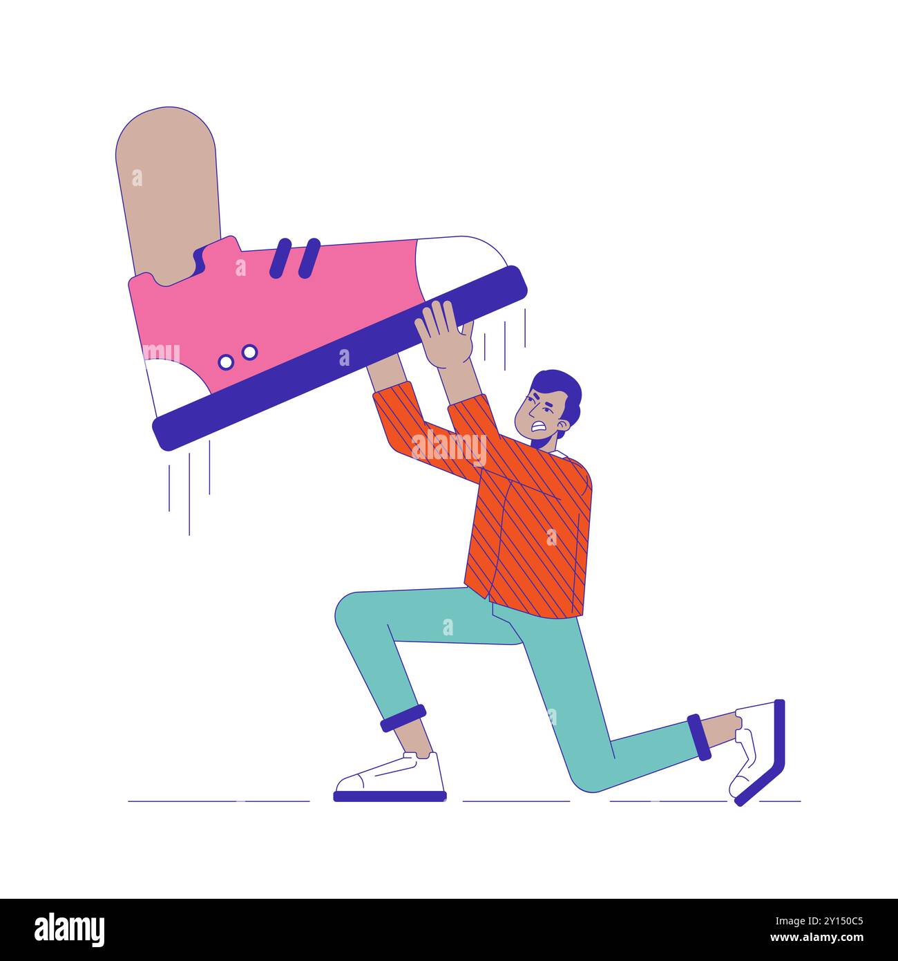 Oppressed man resists social pressure 2D illustration concept Stock ...