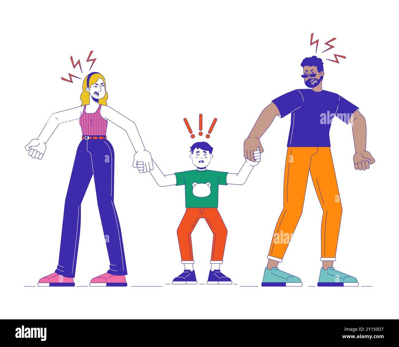 Dysfunctional family cartoon flat illustration Stock Vector Image & Art ...