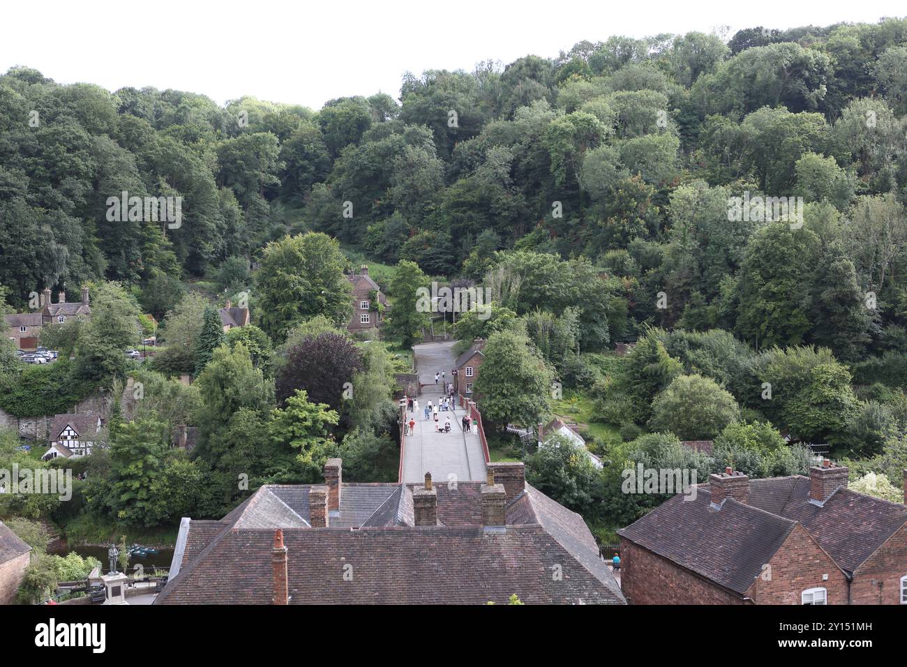 Ironbridge bridge viewed from side of gorge Ironbridge Gorge Shropshire ...