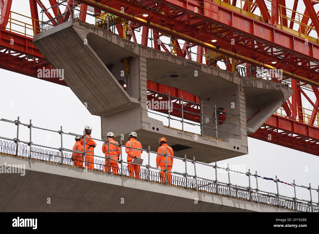 The final deck segment of HS2's 2.1-mile long viaduct crossing the ...