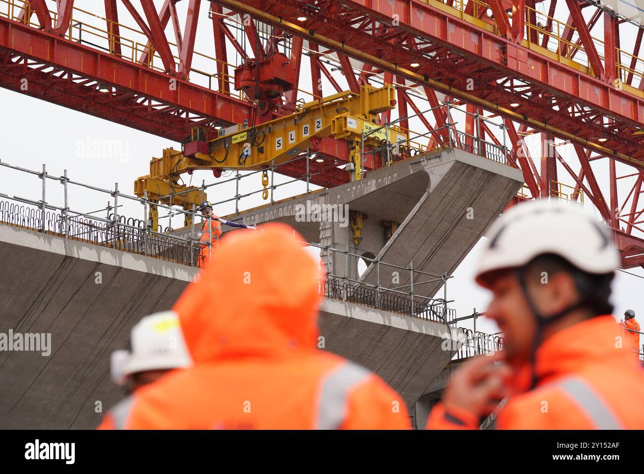 The final deck segment of HS2's 2.1-mile long viaduct crossing the ...