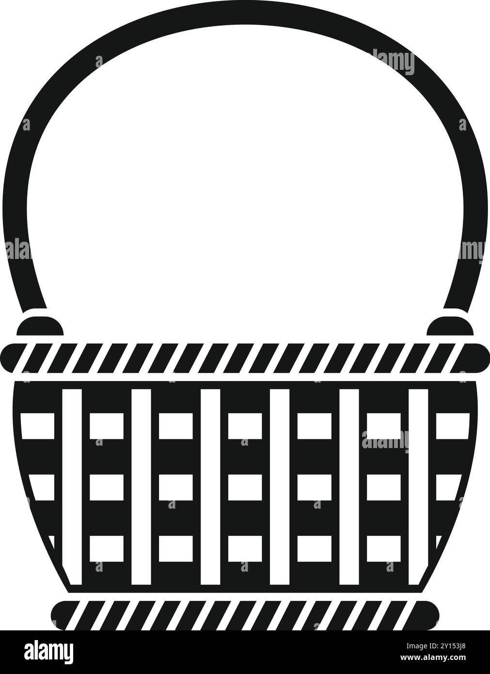 This black and white vector icon of a picnic basket evokes summer ...