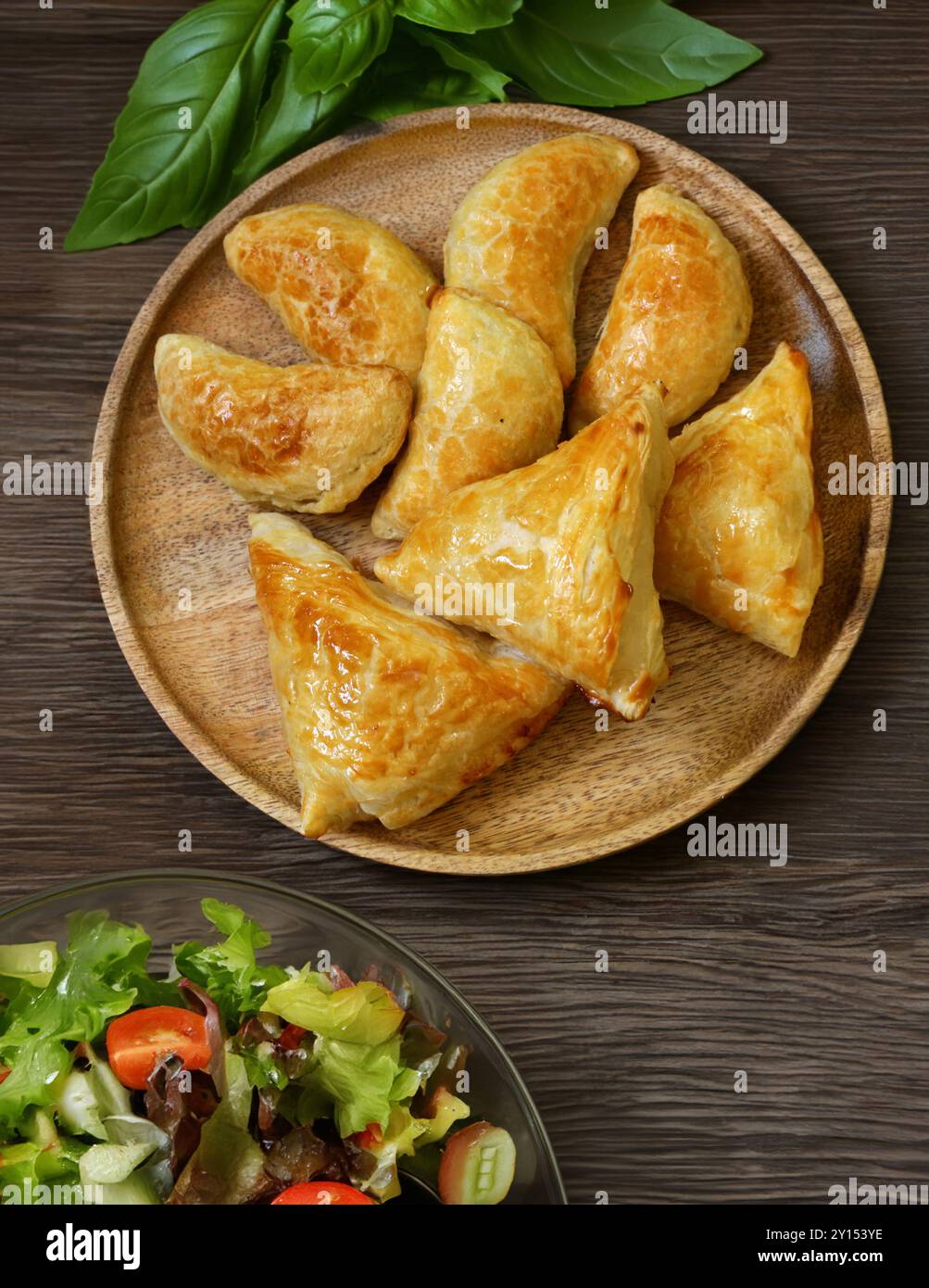 traditional oriental food samsa with sauce Stock Photo - Alamy