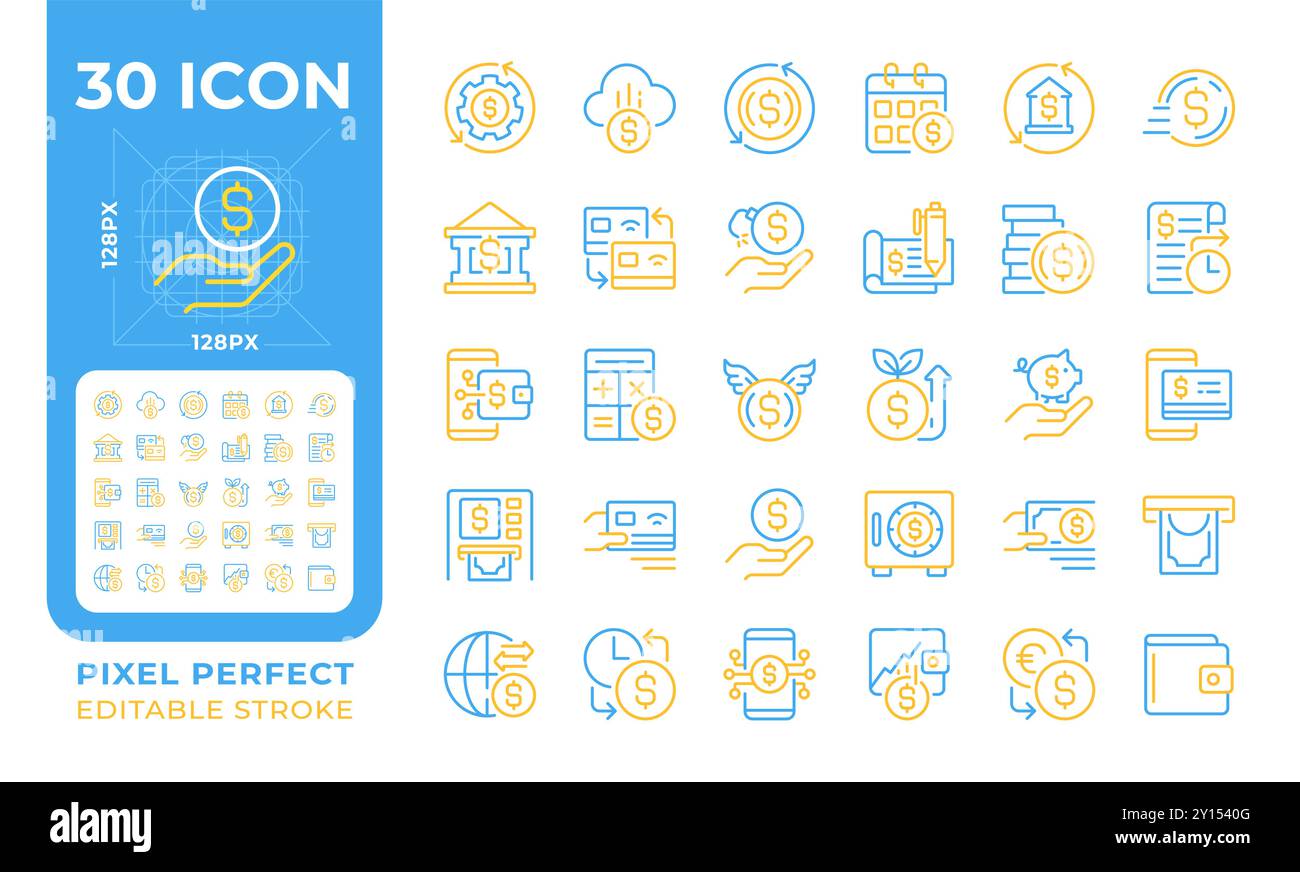 Finance icons signs outline hi-res stock photography and images - Alamy