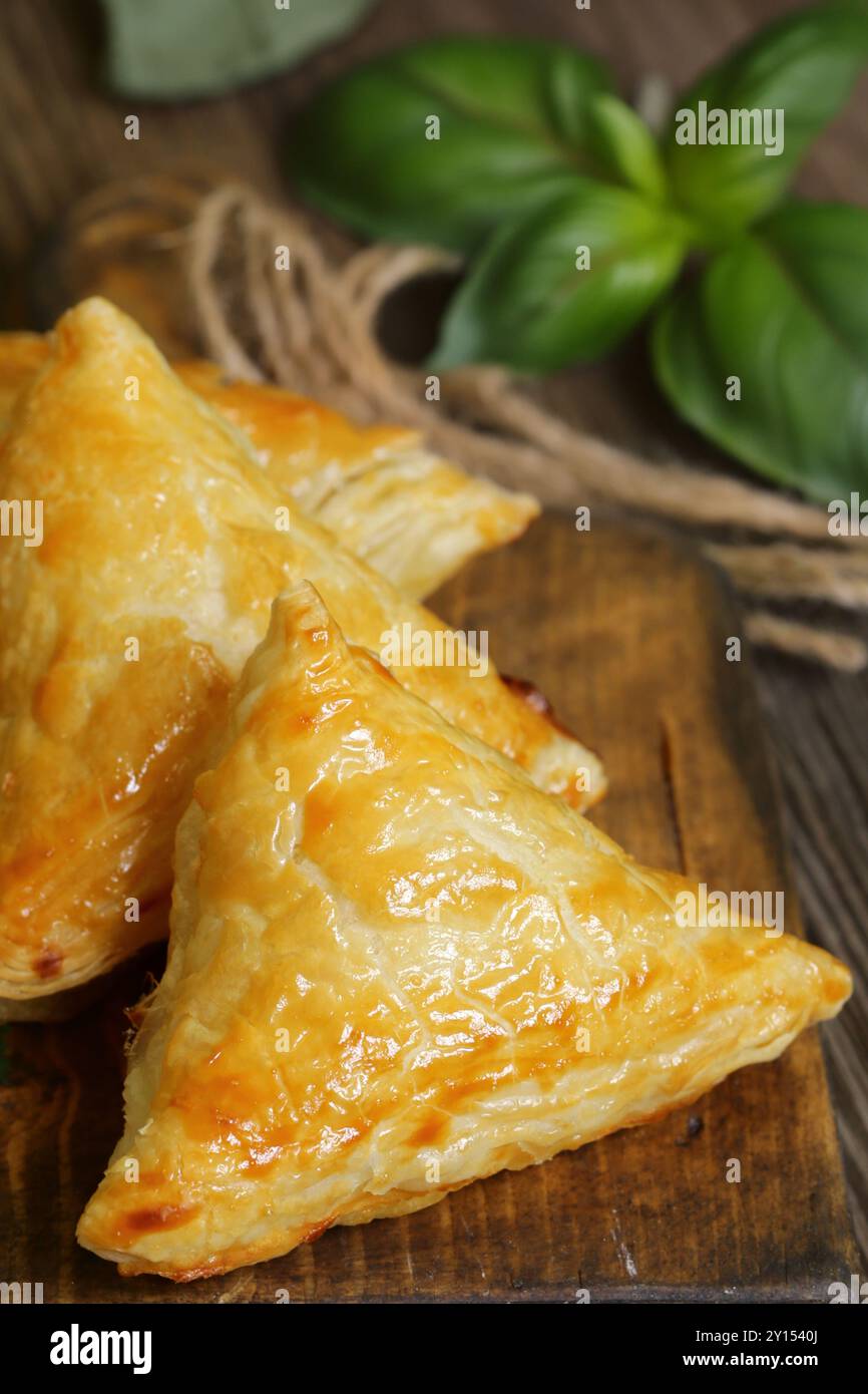 traditional oriental food samsa with sauce Stock Photo - Alamy