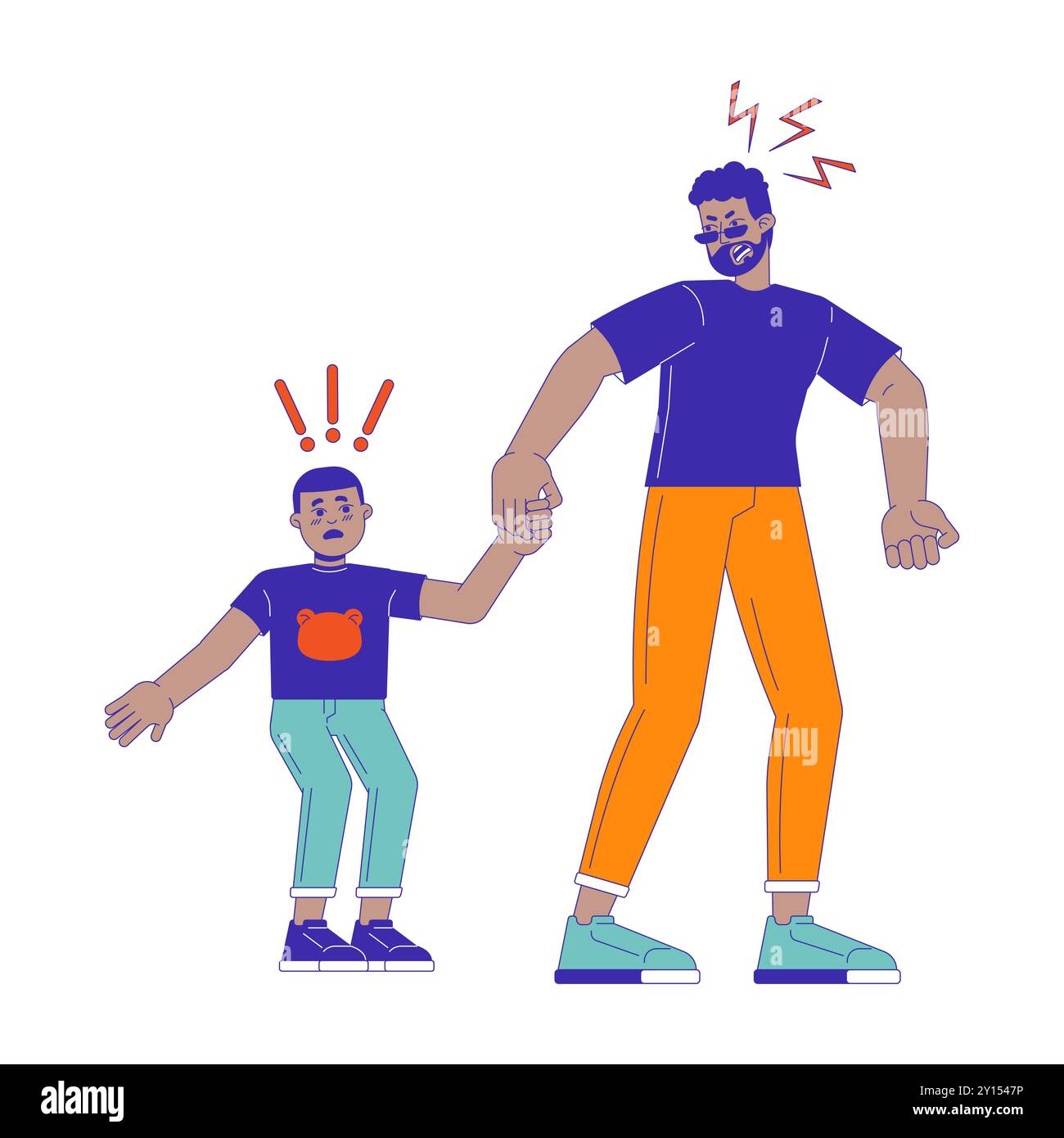 Yelling father with stressed kid 2D cartoon characters Stock Vector ...