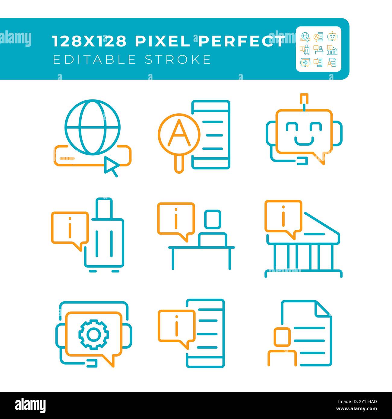 Informational help two color line icons set Stock Vector Image & Art - Alamy