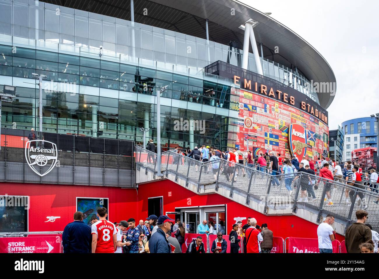 Arsenal Football Fans Attend A Game At The Emirates Stadium, London, UK ...