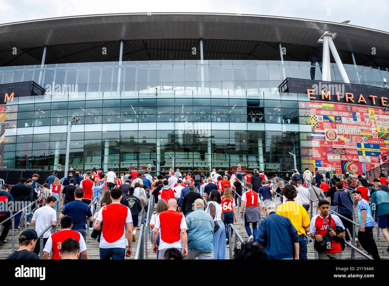 Arsenal Football Fans Attend A Game At The Emirates Stadium, London, UK ...