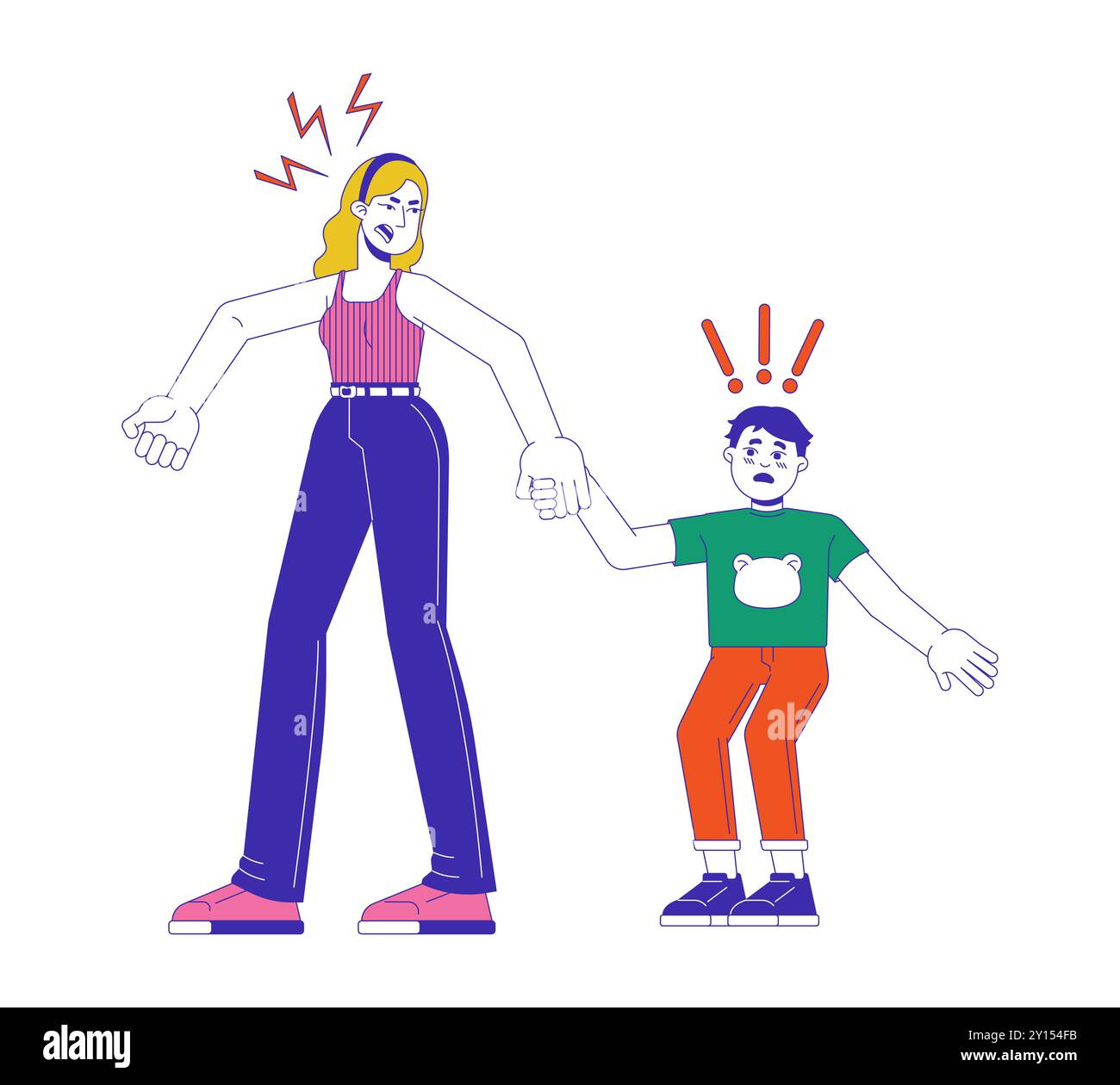 Yelling mother with scared boy 2D cartoon characters Stock Vector Image ...