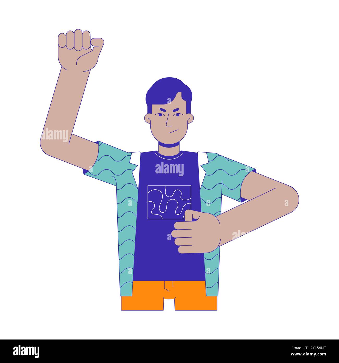Fist raised indian man activist 2D cartoon character Stock Vector Image ...