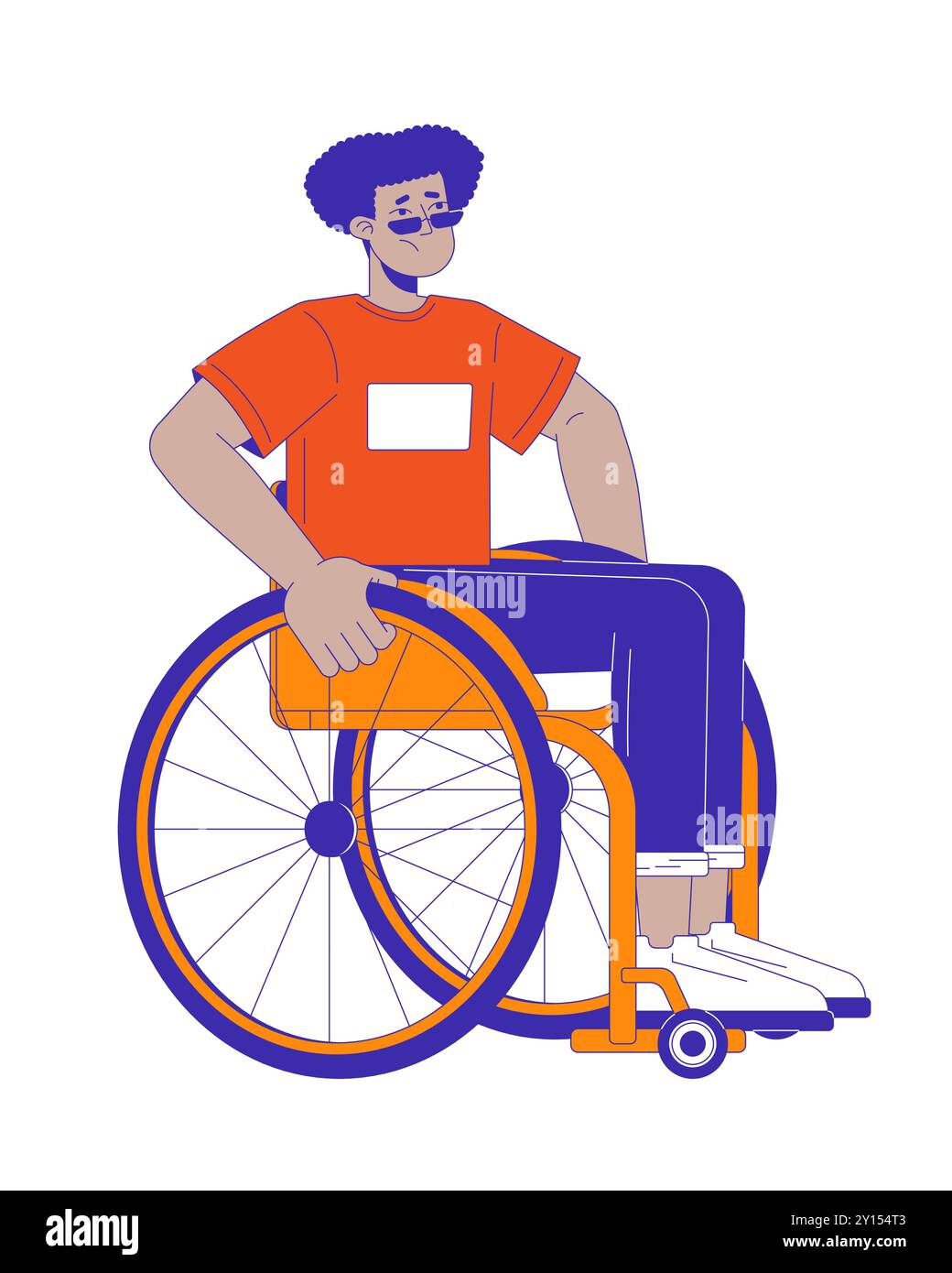 Wheelchair man latin american young adult 2D cartoon character Stock ...