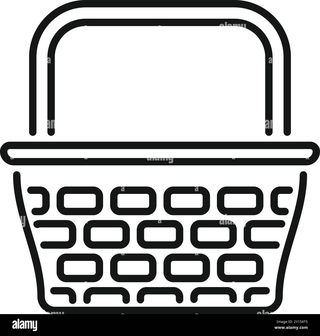 This simple, minimalist icon depicts an empty wicker basket, perfect ...
