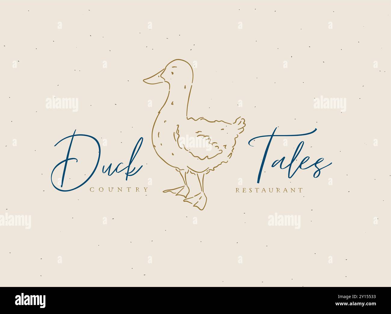 Duck tales country restaurant sign with inscription drawing on beige ...