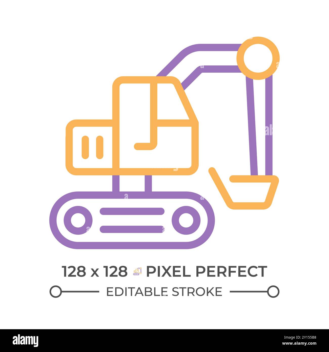 Excavator two color line icon Stock Vector Image & Art - Alamy