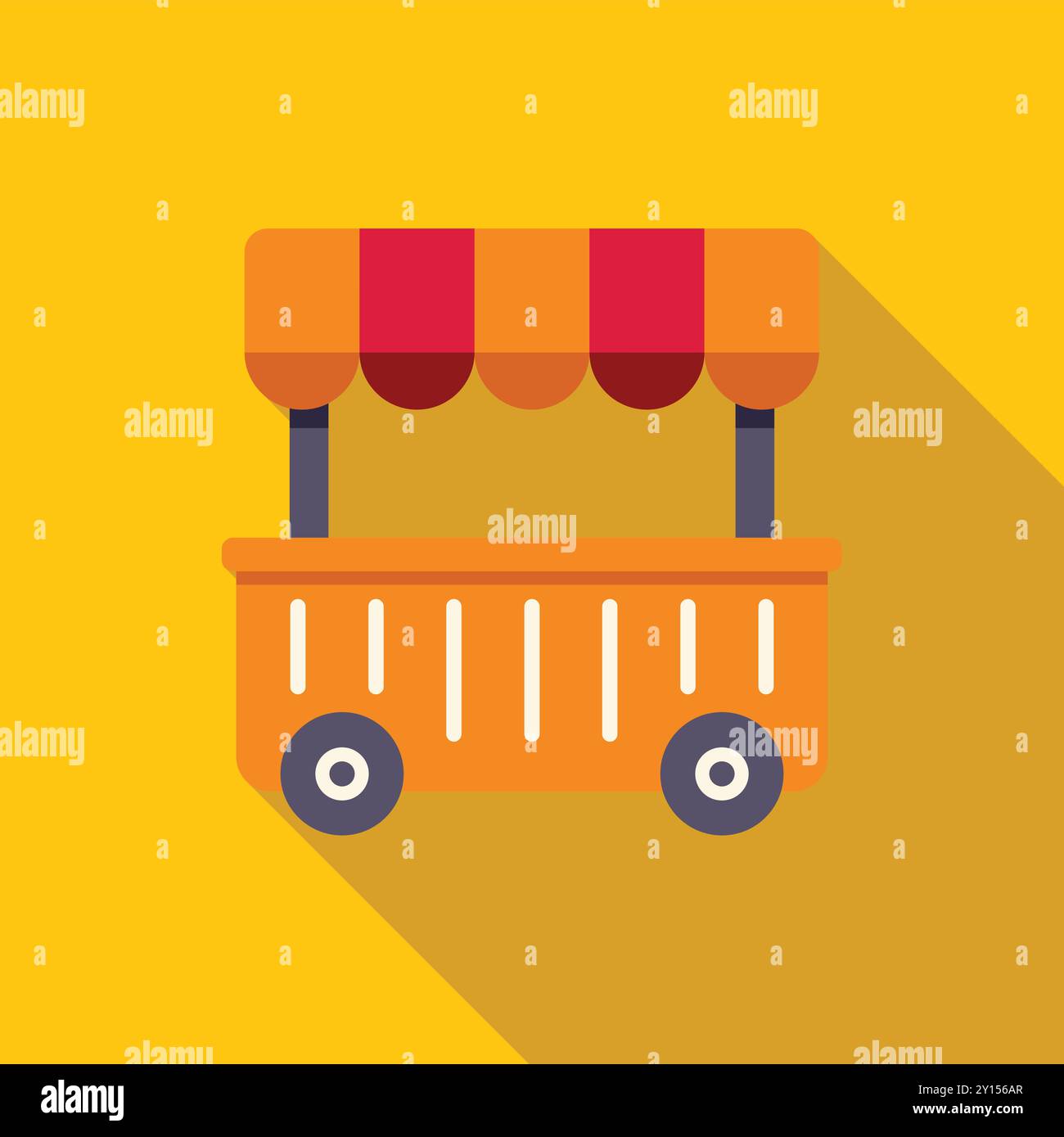 Colorful mobile food stall cart with an awning, ready to serve hungry ...