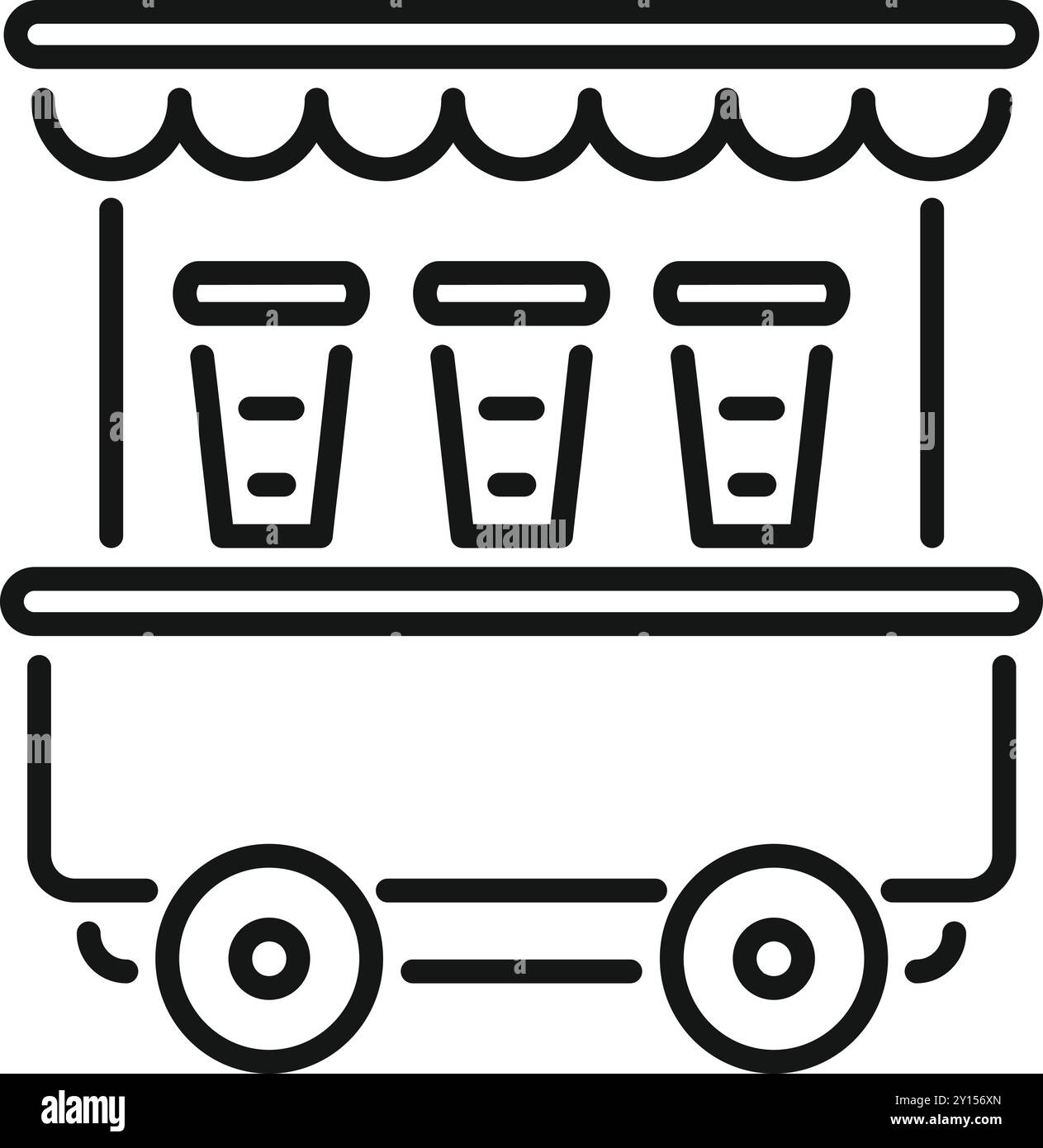 Street food cart selling drinks is moving on wheels, isolated on white ...