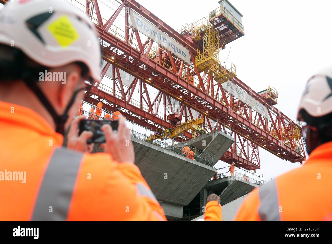 The final deck segment of HS2's 2.1-mile long viaduct crossing the ...