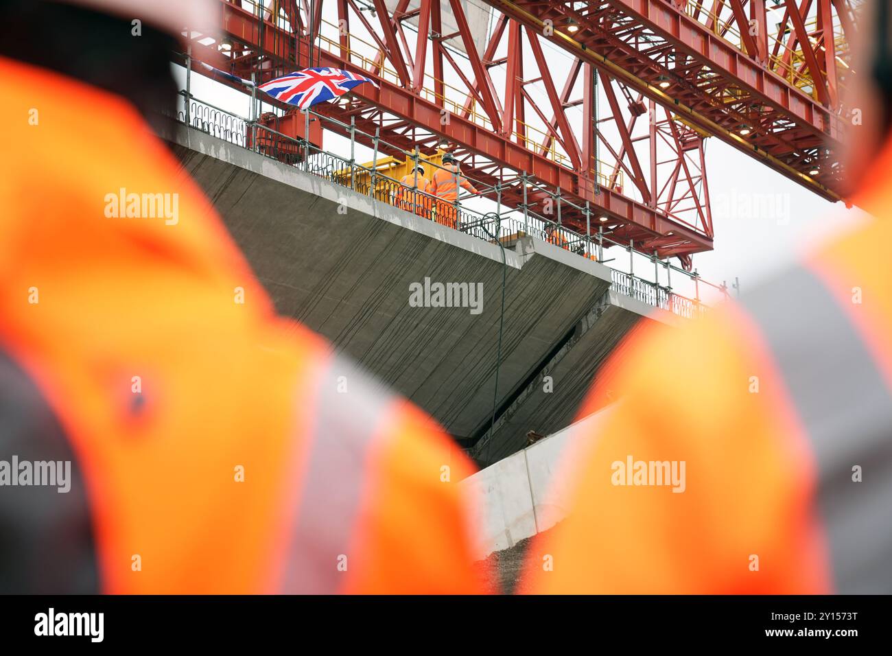 The final deck segment of HS2's 2.1-mile long viaduct crossing the ...