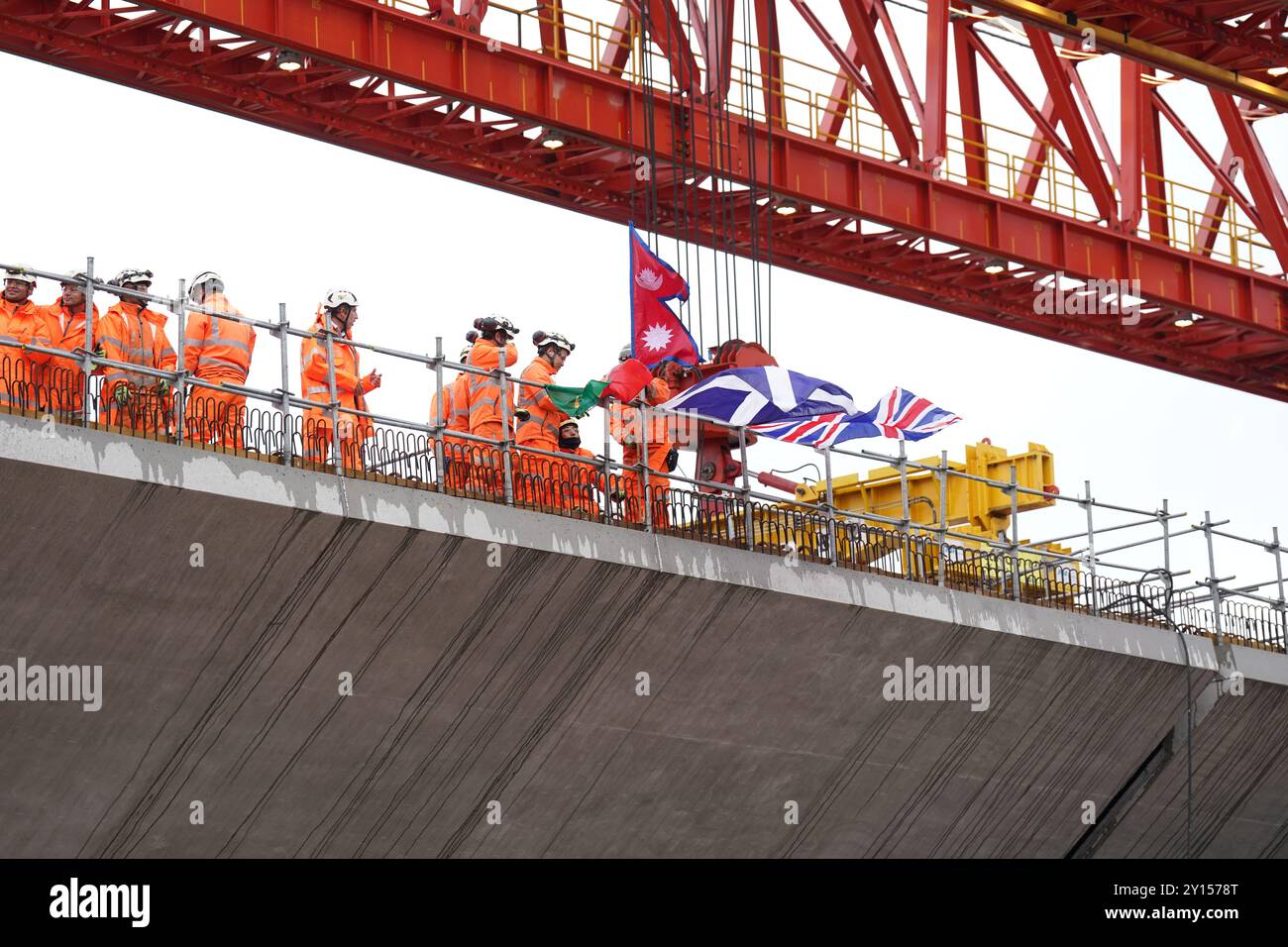 The final deck segment of HS2's 2.1-mile long viaduct crossing the ...