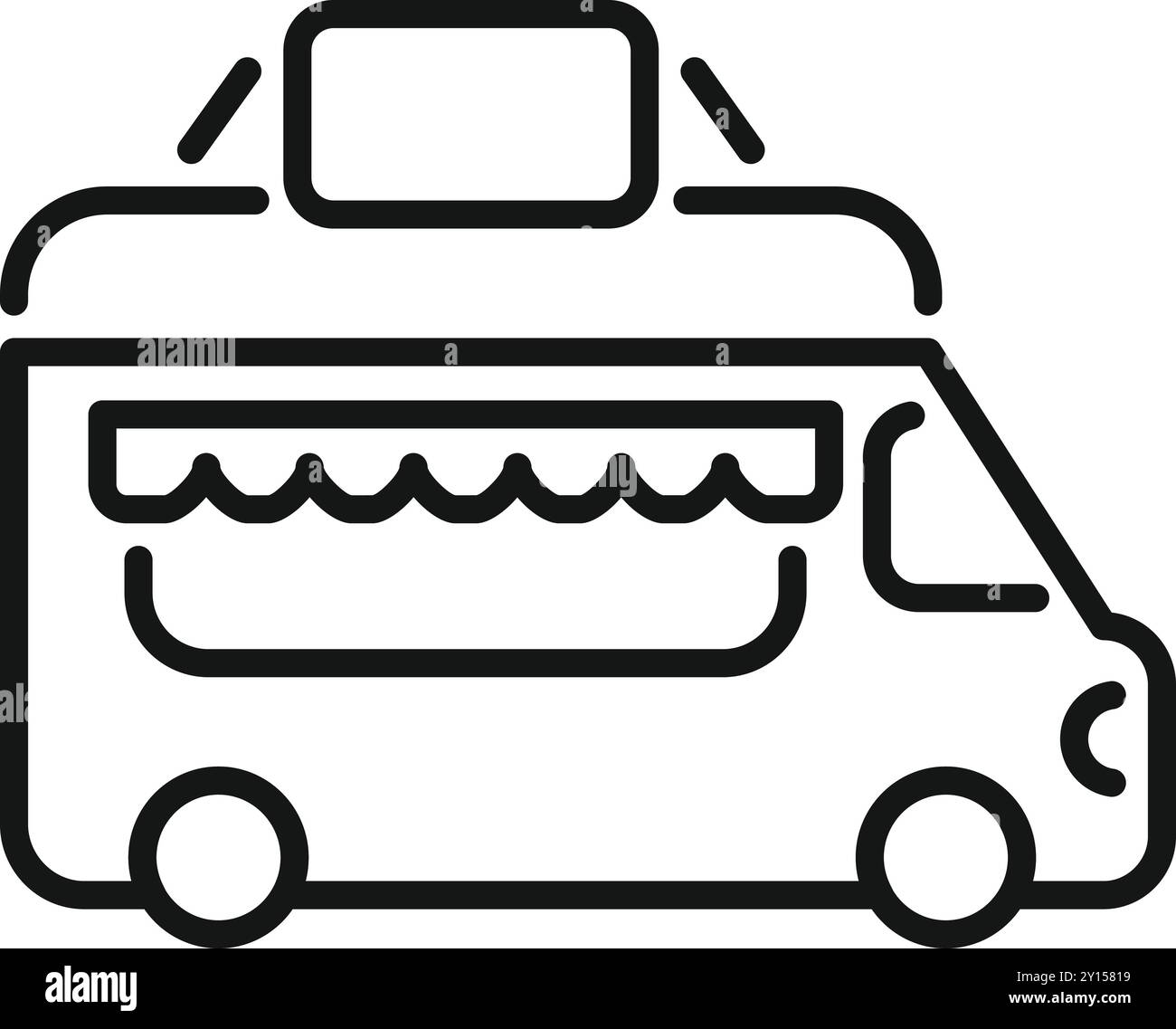 Food truck offering street food with open roof selling take away food ...