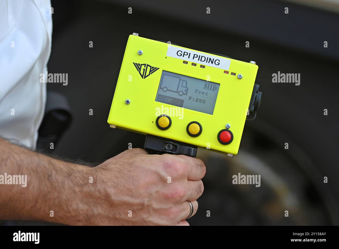 Police officer with hand detector. Methodology for determining whether ...