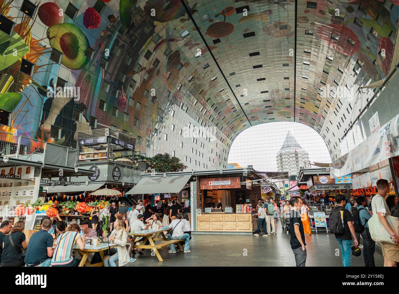 View into the market hall in Rottterdam Rotterdam Netherlands - July 9 ...