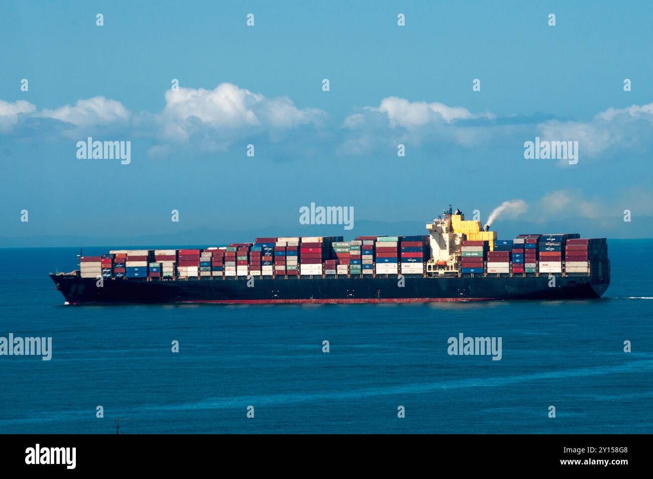 Commercial shipping passes by Caloundra on Queensland's Sunshine Coast ...