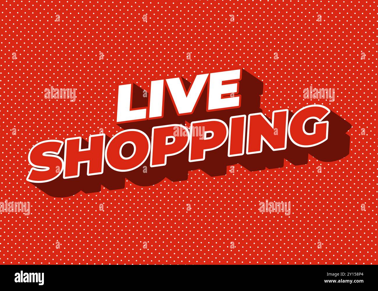 Live shopping. Text effect design in 3D style with eye catching colors ...