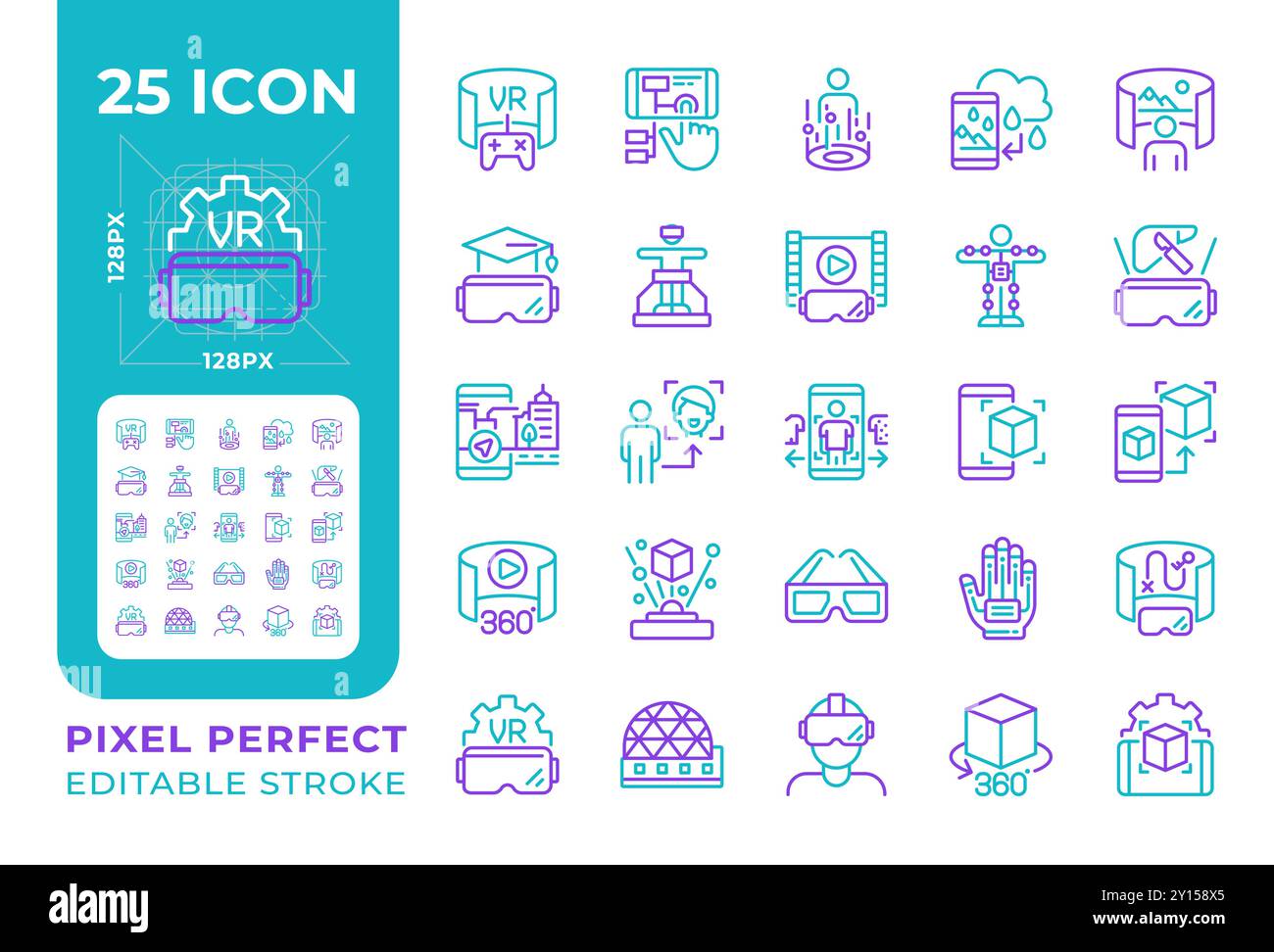 VR, AR two color line icons set Stock Vector Image & Art - Alamy