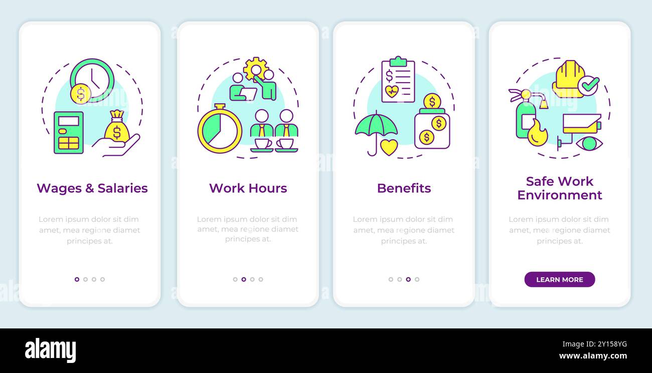 Employee rights onboarding mobile app screen Stock Vector Image & Art ...