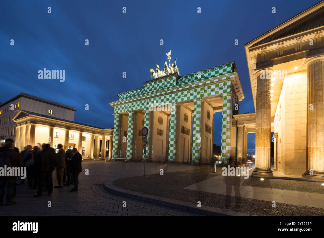 Germany, Berlin, Brandenburg gate at night during the festival of ...