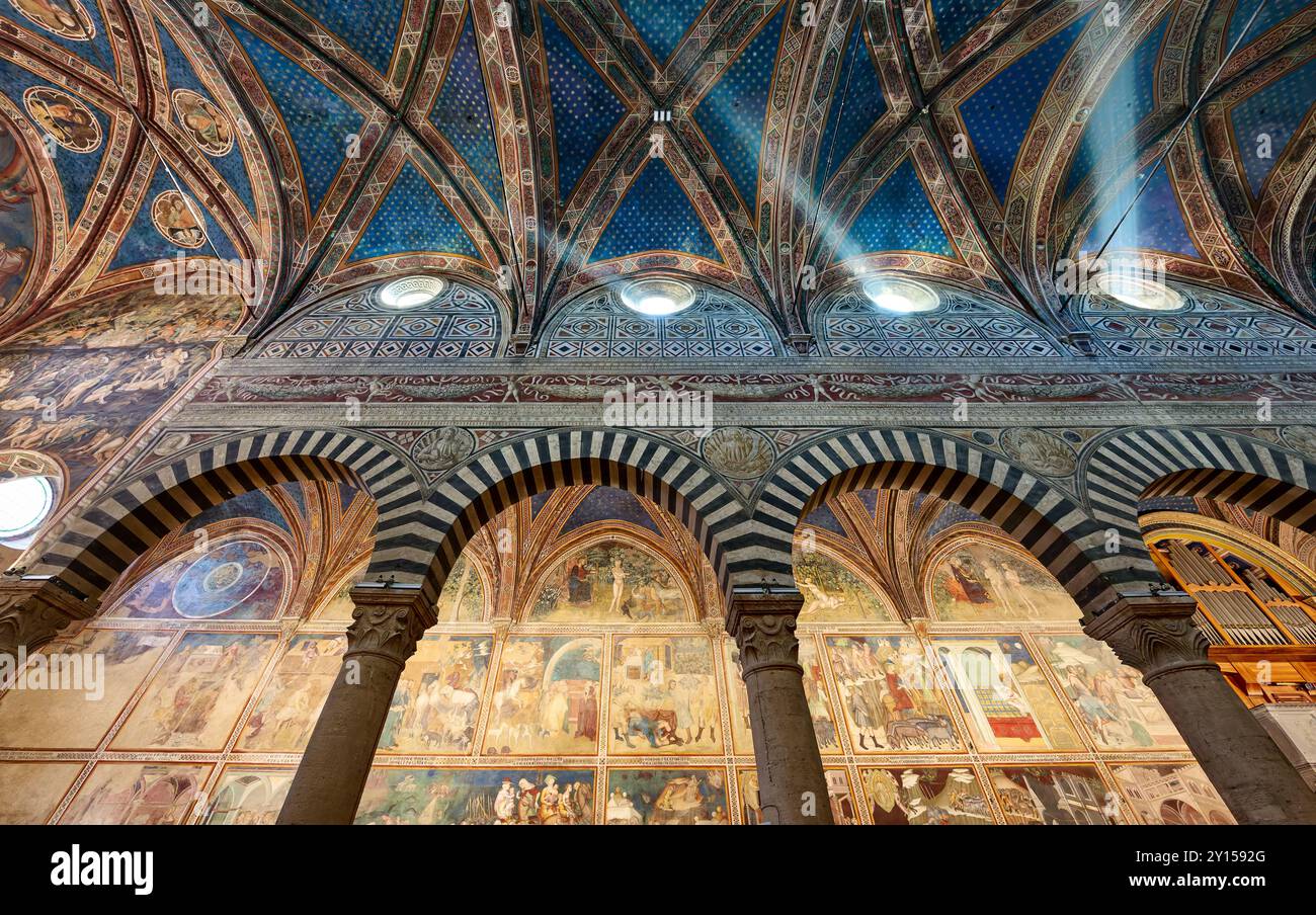 The interior with frescos of the Collegiata di Santa Maria Assunta ...