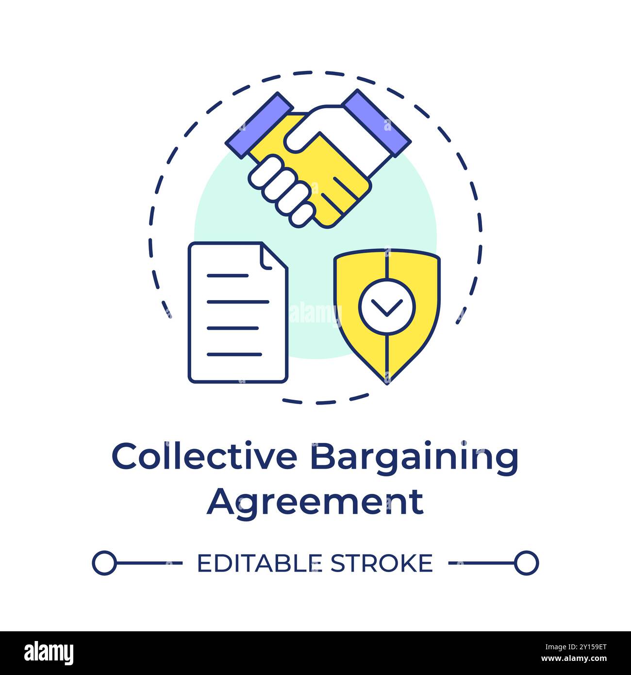 Collective bargaining agreement multi color concept icon Stock Vector ...