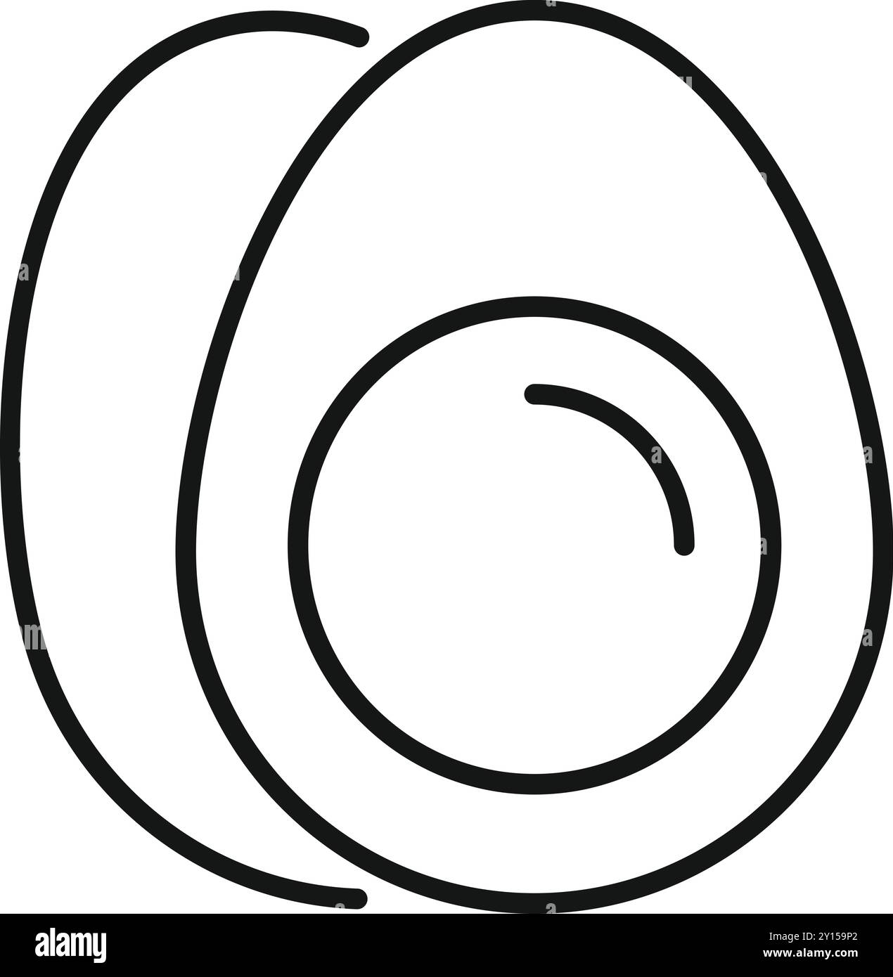 Simple vector illustration of a half peeled boiled egg with yolk ...