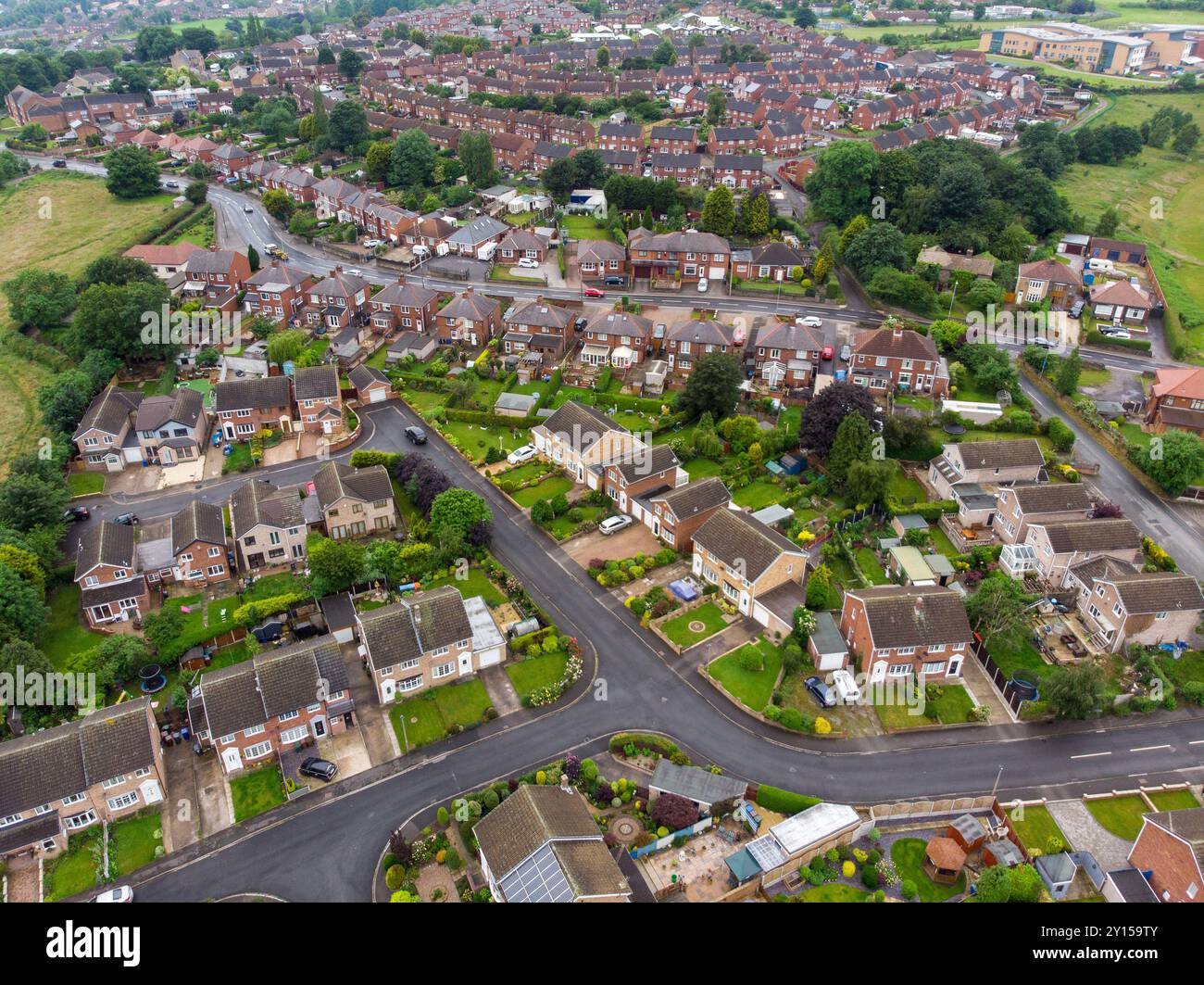 Aerial photo of the UK town of Worsbrough in Barnsley South Yorkshire ...