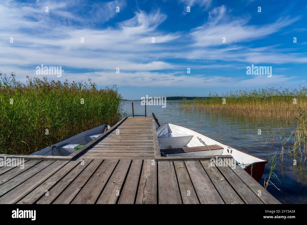 Lake Seksty. Landscape of Masuria in Poland, Karwik village in the Pisz ...