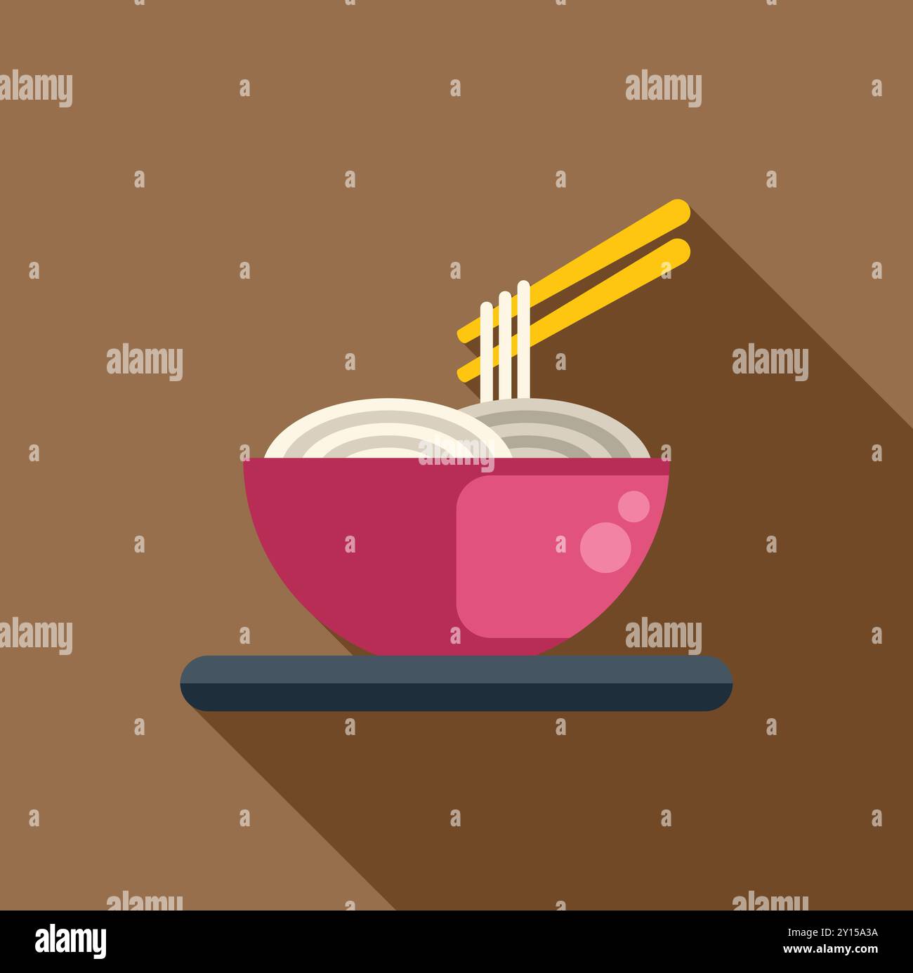 Simple icon of a bowl of noodles being lifted by chopsticks, in flat ...
