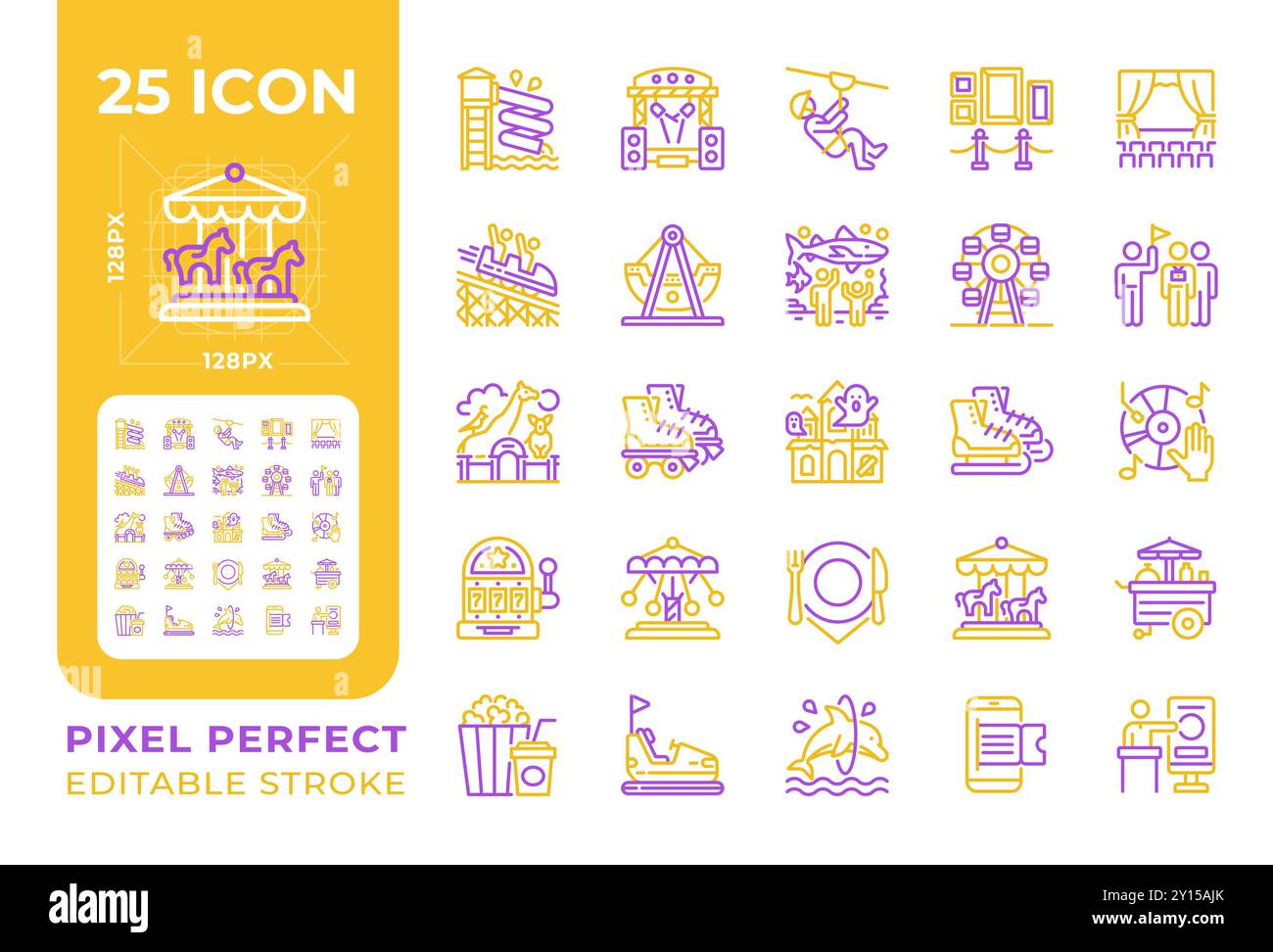 Entertainment activities two color line icons set Stock Vector Image ...