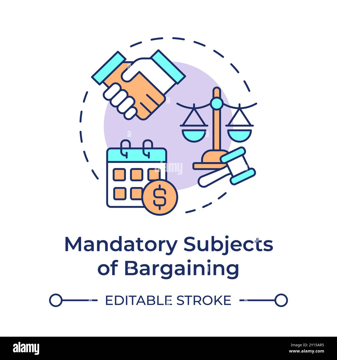 Mandatory subjects of bargaining multi color concept icon Stock Vector ...