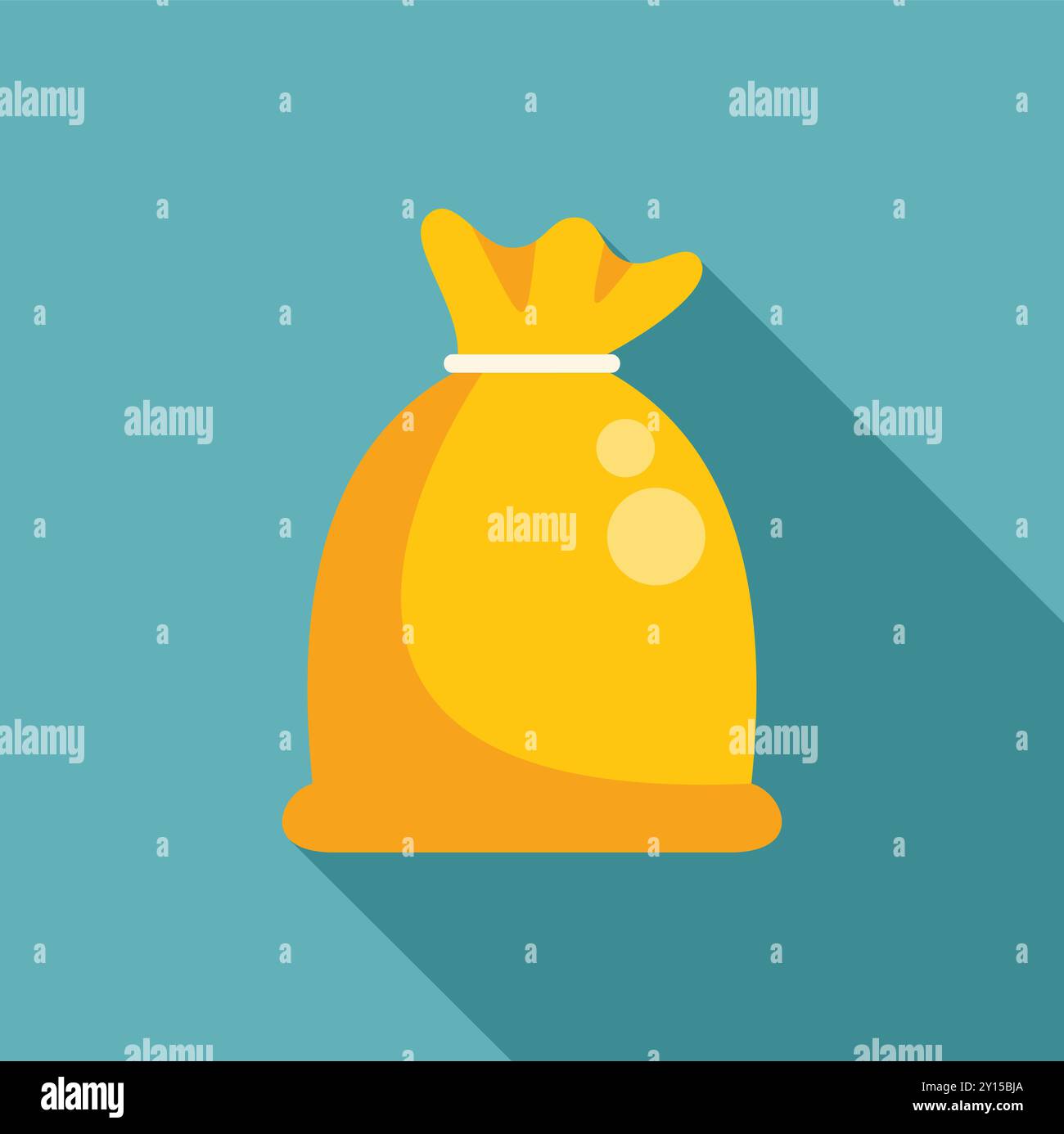 Big yellow money bag is overflowing with cash, representing wealth ...