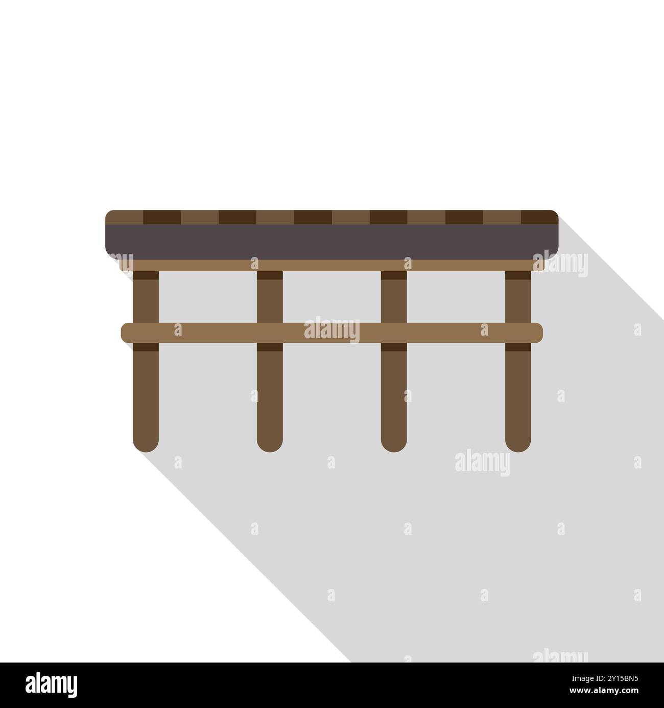 Wooden platform on stilts over water, isolated on white background ...