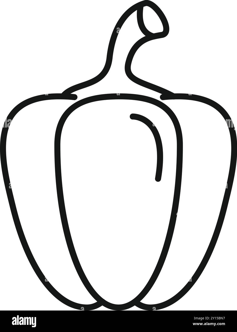 Simple vector line art illustration of a bell pepper with a thick ...
