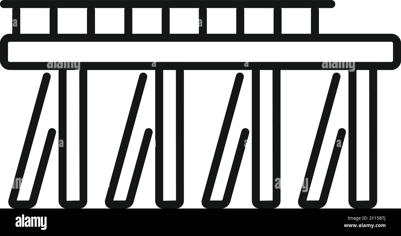 Simple icon of a bridge being built with beams supporting the roadway ...