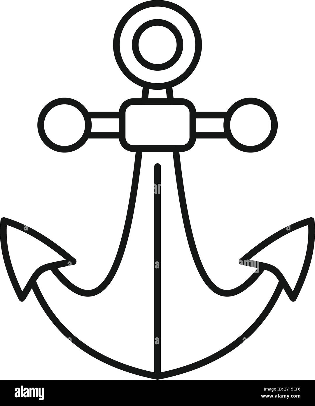 Classic ship anchor drawn in thin line style is waiting for its use in ...