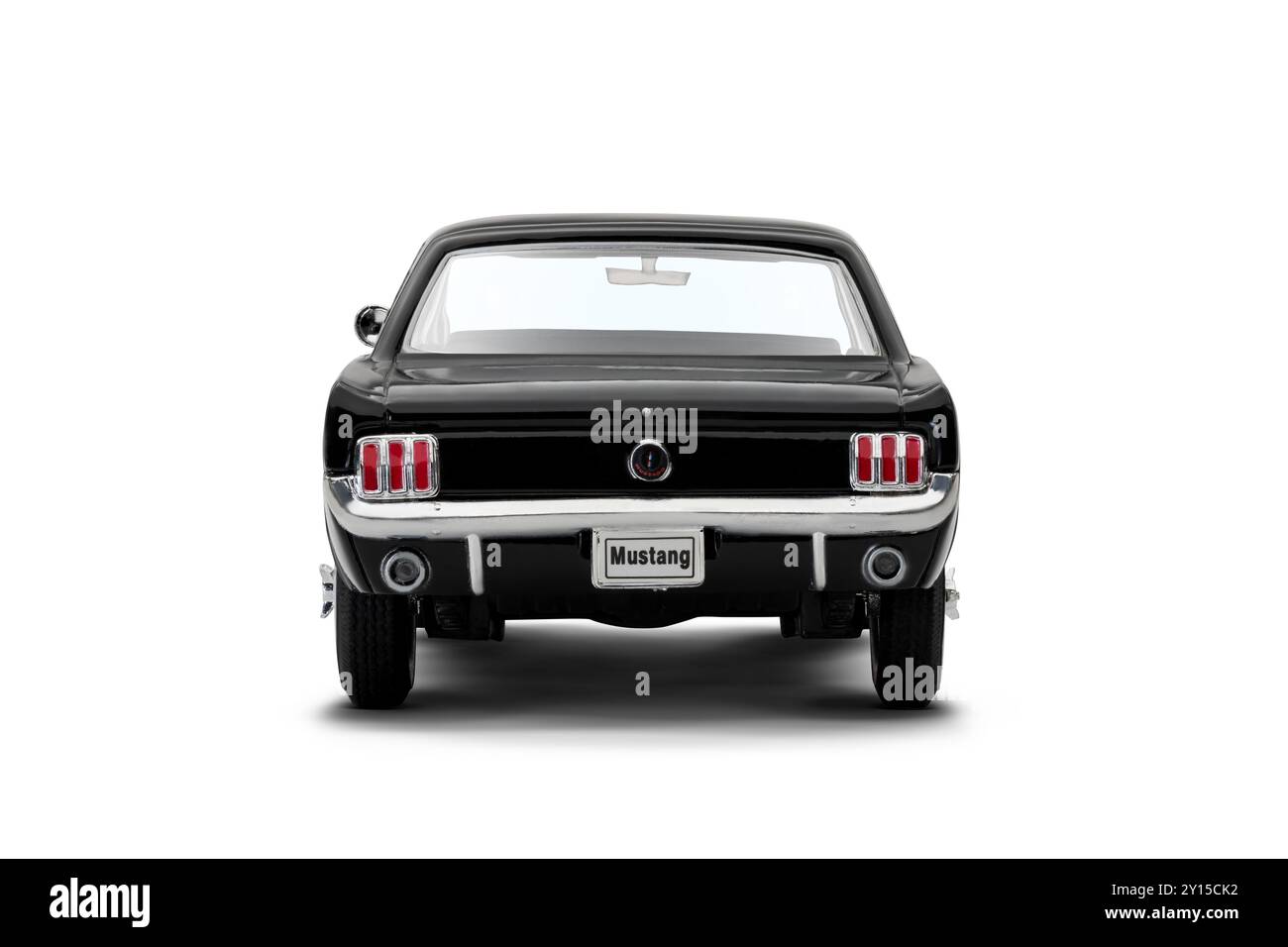 Izmir, Turkey - Jun 4 2024: A full rear view of a black Ford Mustang ...