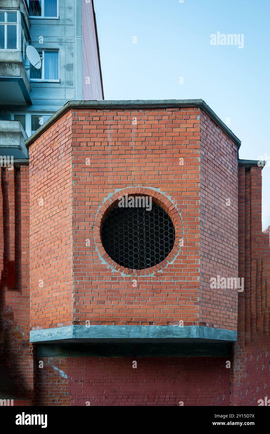 Round circle window on old and weathered brick wall - concept image ...